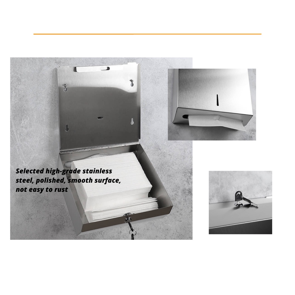 SUS 304 Stainless Steel Jumbo Roll Tissue Dispenser Interfold Paper ...