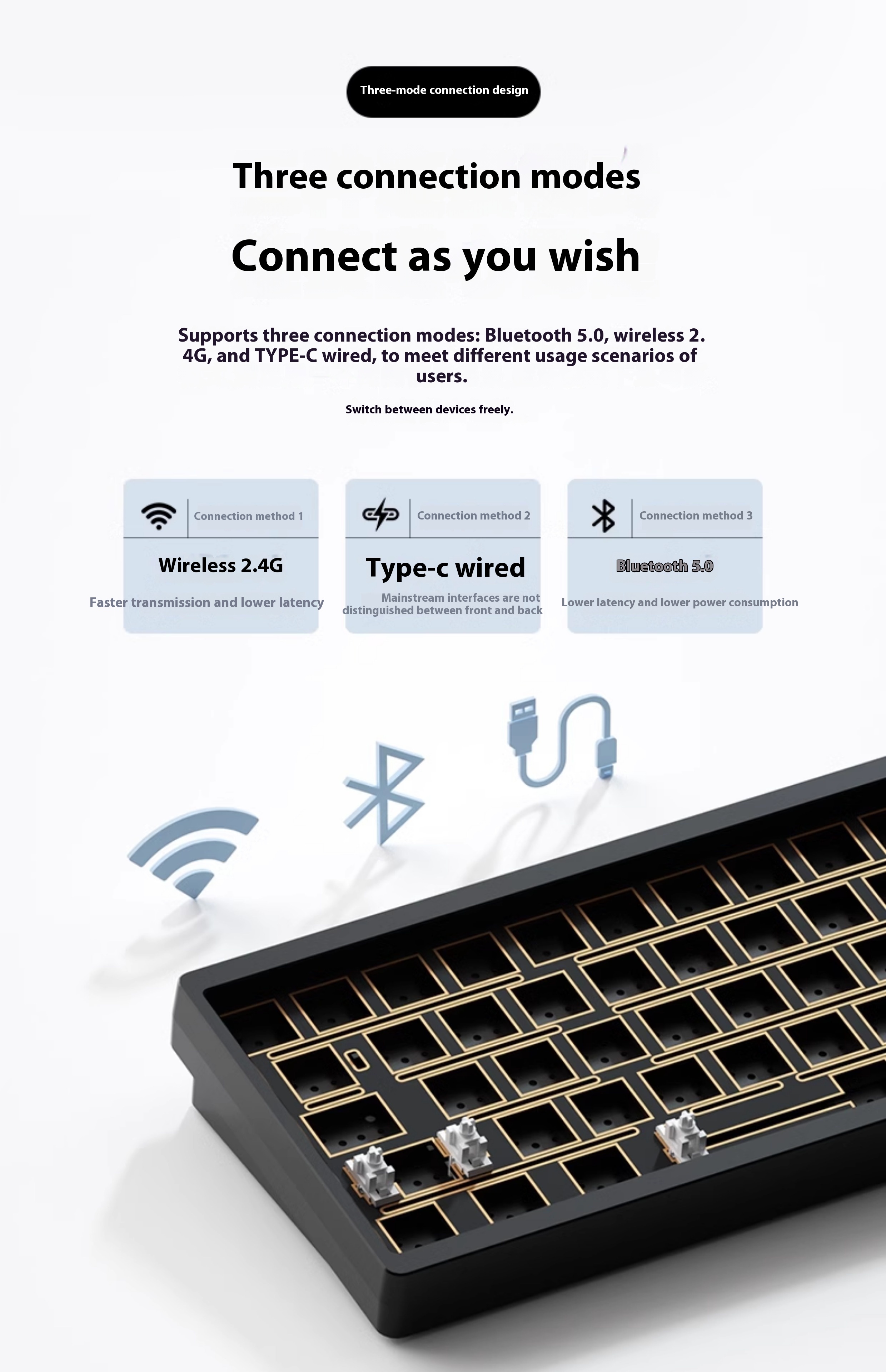 WEIKAV lucky65 V2 Aluminum Wireless Mechanical Keyboard 65% Hot ...