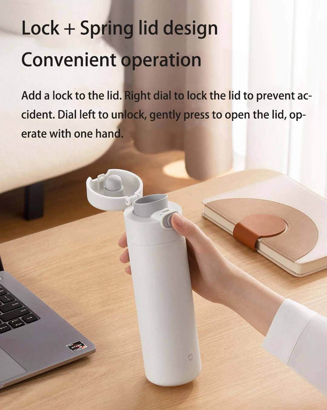 Xiaomi Mijia Thermos Cup with Bomb Cover Pop-up Lid 480mL Portable Insulated Water Bottle ...