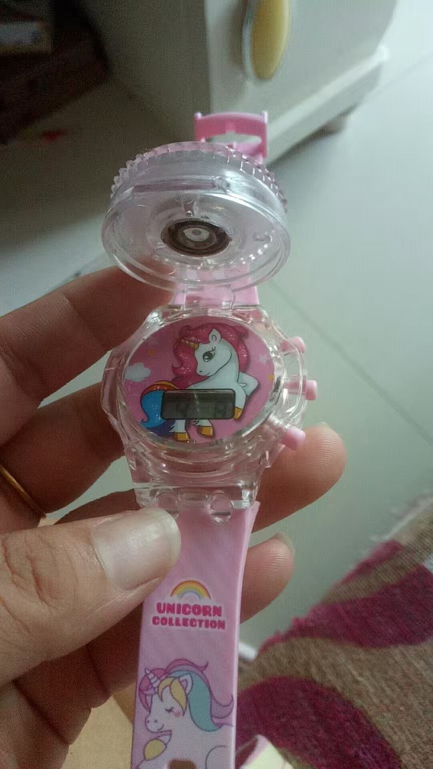Pink Unicorn LED Watch for Kids Girls Rotating Music Cartoon Watches ...