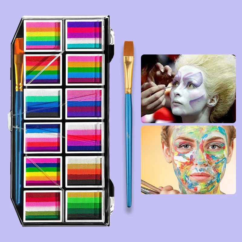 VERONNI Halloween Makeup Water Activated Face Paint Split Cake Face ...