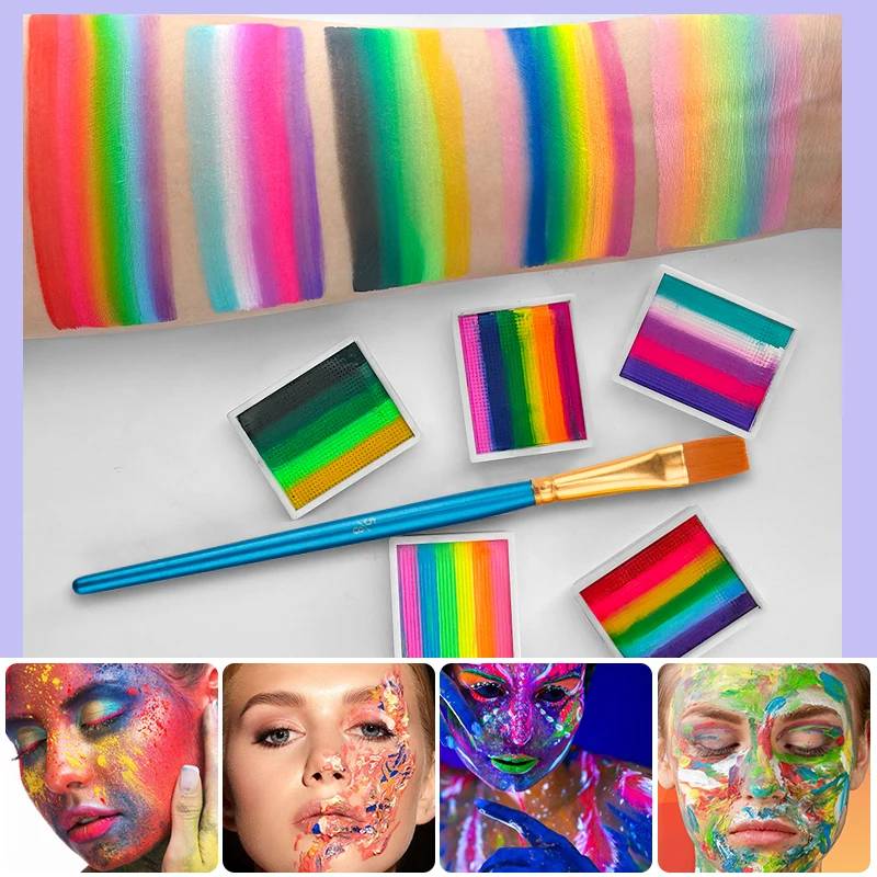 VERONNI Halloween Makeup Water Activated Face Paint Split Cake Face ...