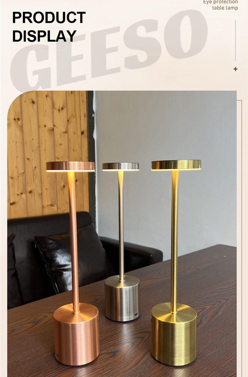 GEESO Cordless LED Table Lamp Iron Art 3 Color Changeable Dimming Table ...