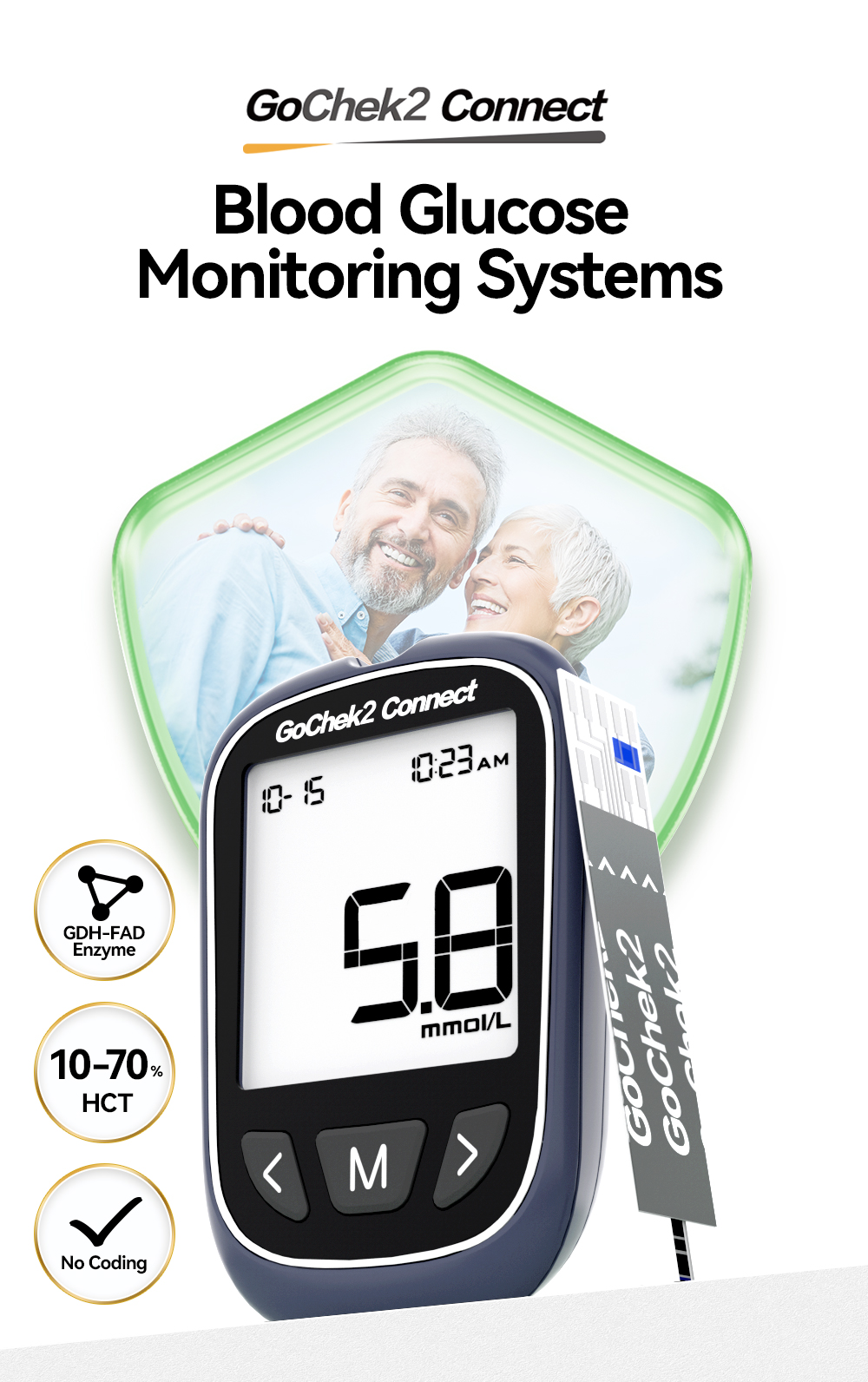 Microtech Medical Gochek2 Connect Blood Glucose Meter With 60pcs Test ...