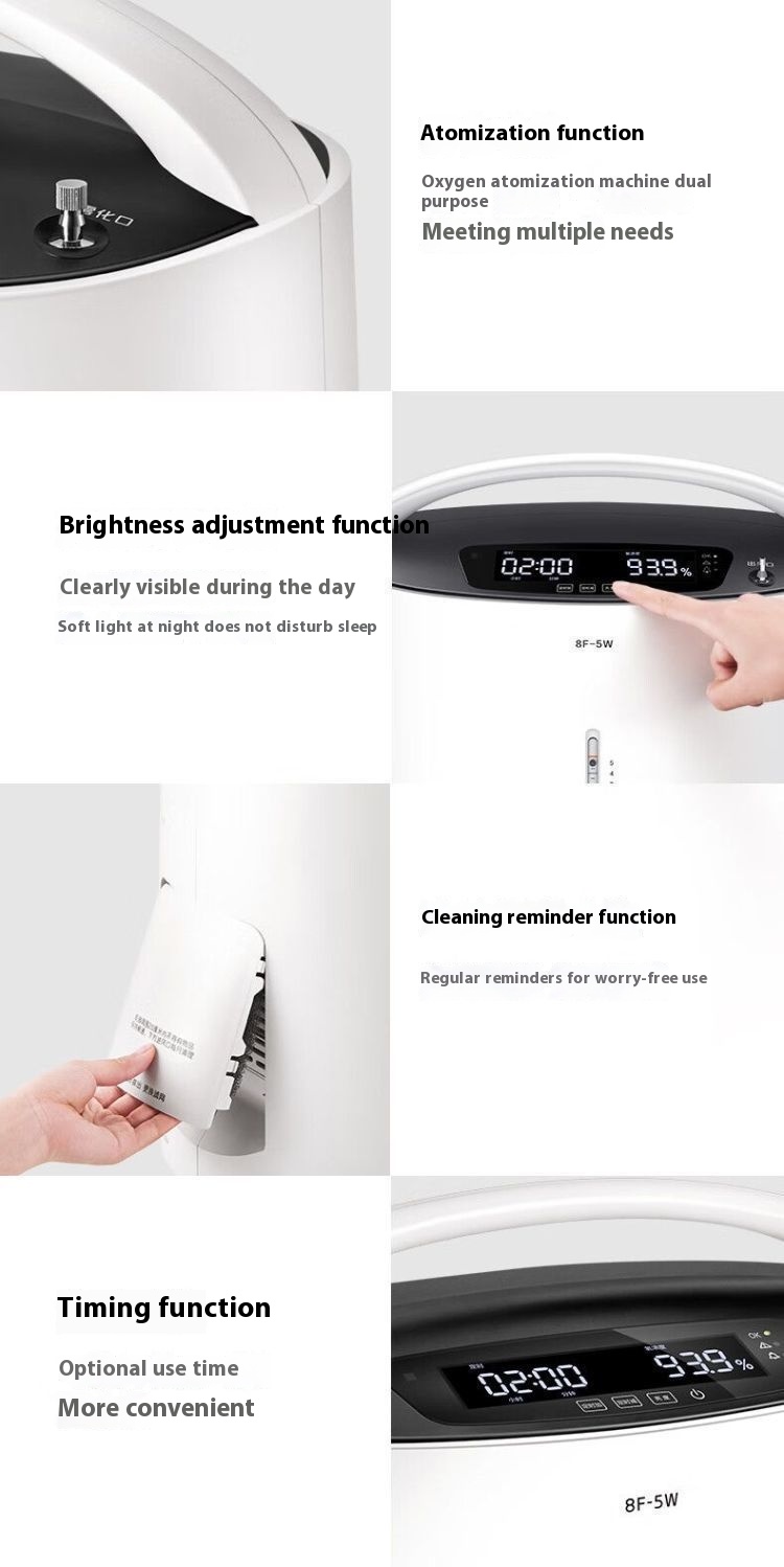 YUWELL 8F-5AW/ 8F-5W/8F-3ZW Oxygen Concentrator High Purity Portable Oxygen Generator Home Care ...