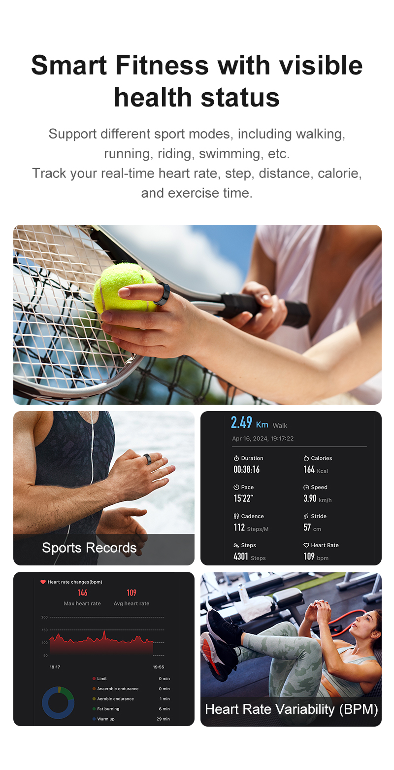 2024 COLMI R09 Smart Ring For Men Women, Heart Rate Blood Oxygen ...