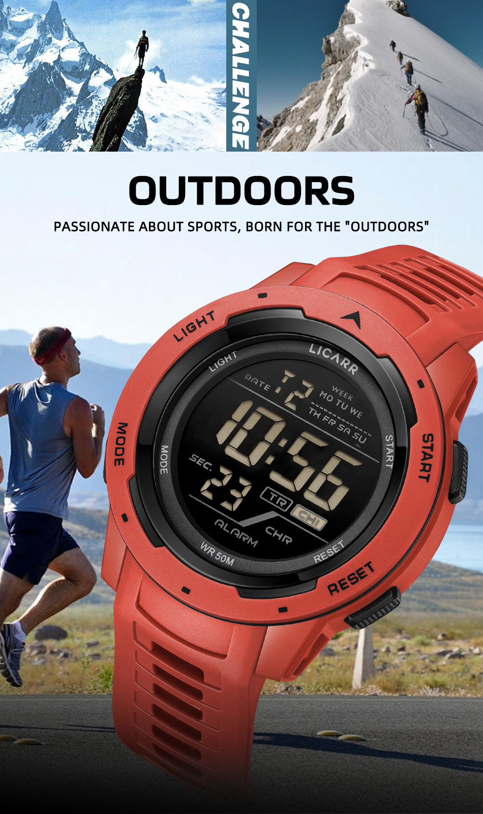 LICARR Brand Men's Watch Original Fashion Casual Waterproof Sports Men ...