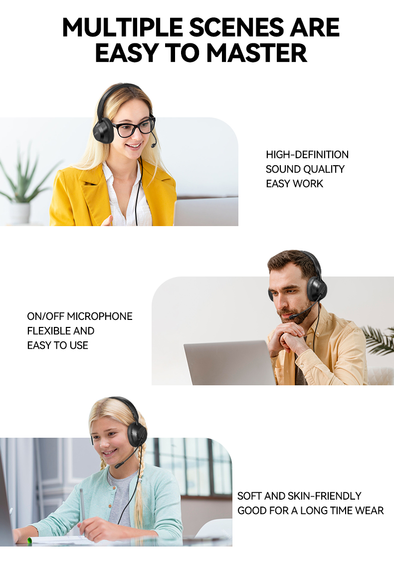 SPRISE H6209 Stereo Headset Rotating Mic Earphone Noise Cancelling 3 ...