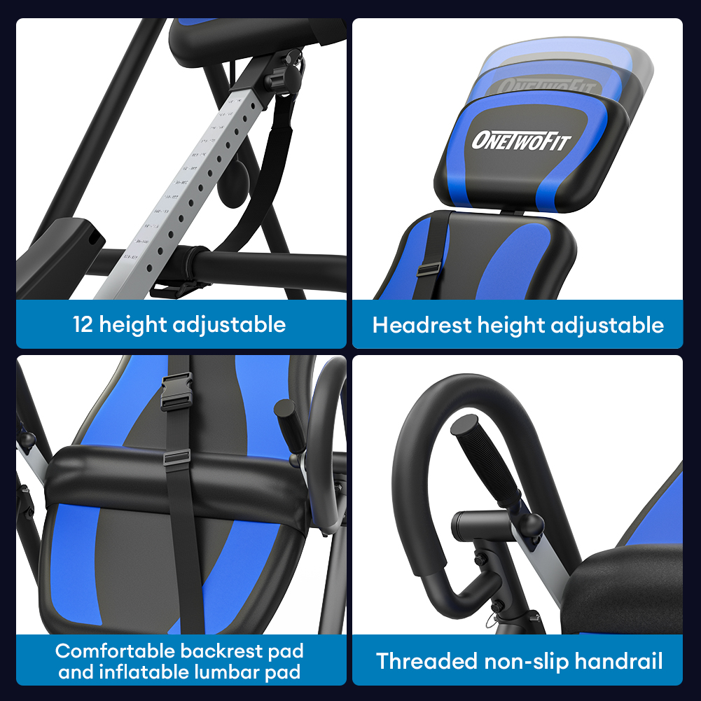 OneTwoFit Foldable Adjustable Handstand Machine Inversion Table 360 ...