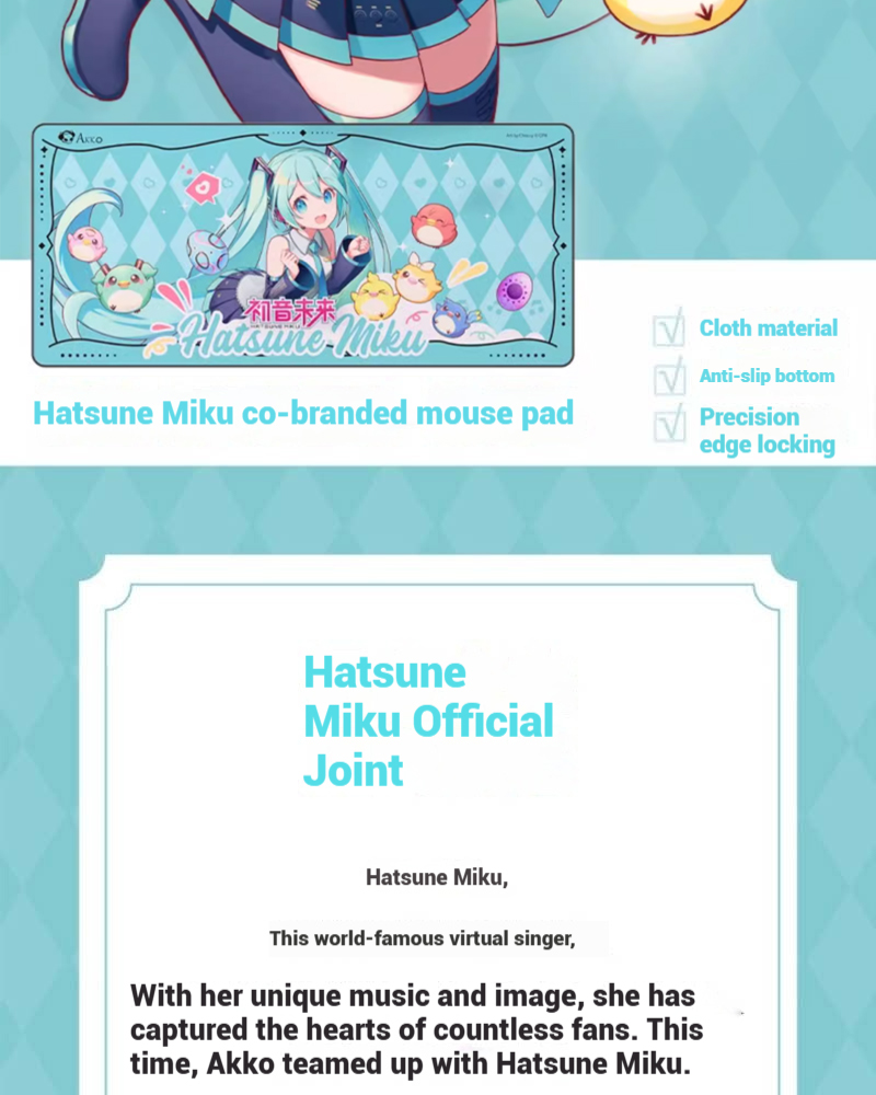 AKKO Mouse Pad Hatsune Miku IP Large mouse pad Table pad 900x400 x 4mm ...