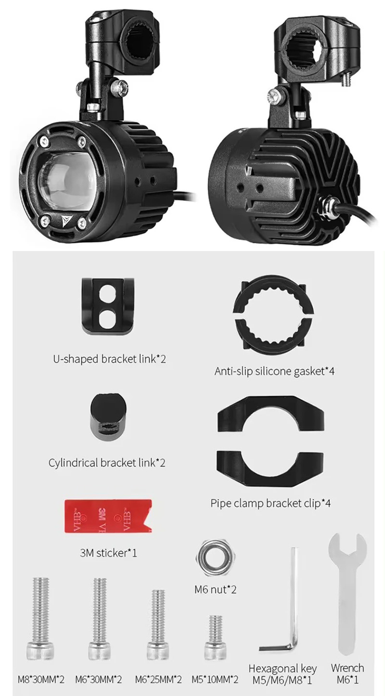 MOTOWOLF Motorcycle spotlights paving light auxiliary modification LED ...