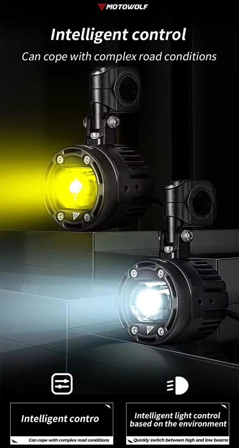 MOTOWOLF Motorcycle spotlights paving light auxiliary modification LED ...