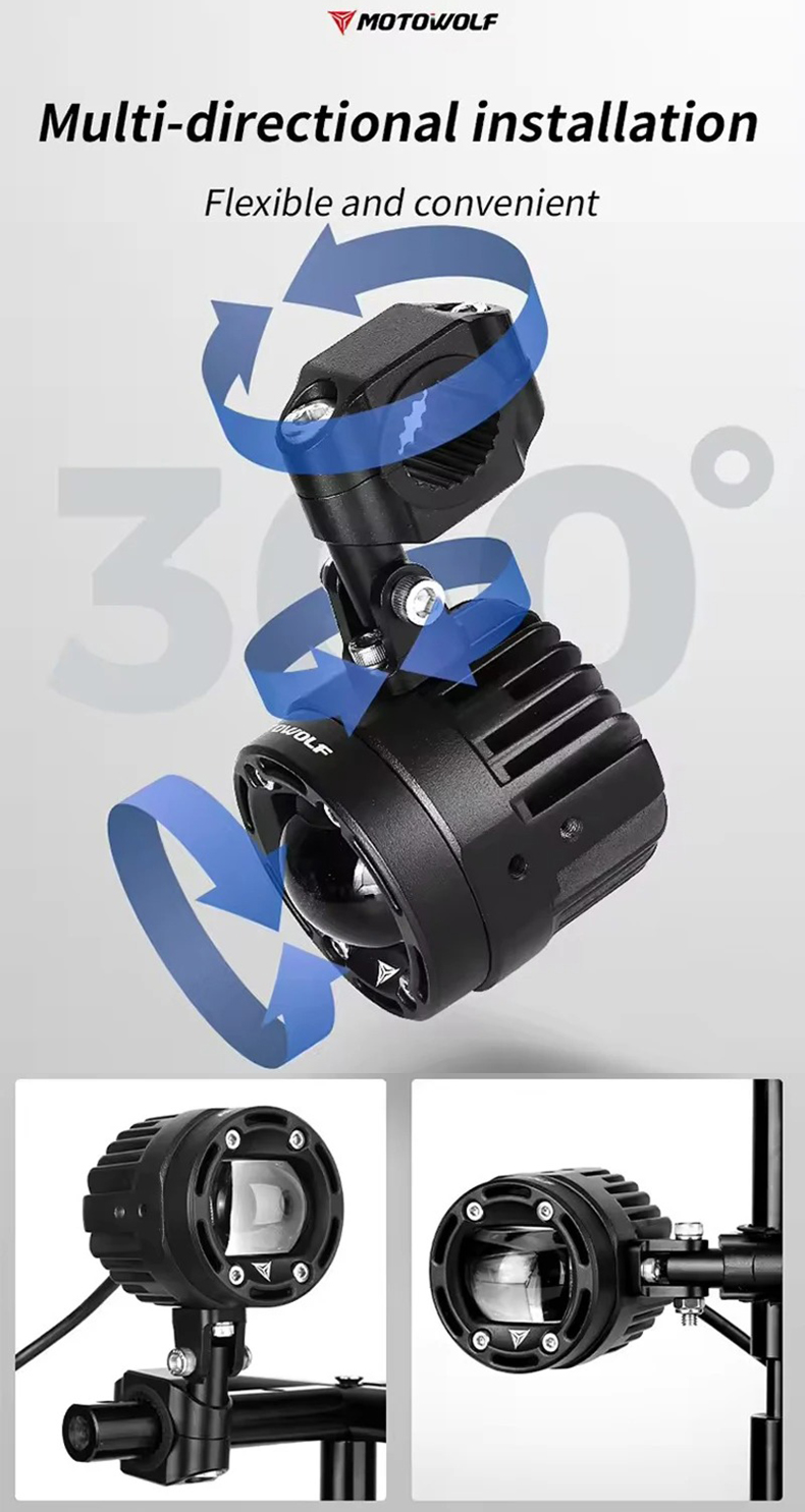 MOTOWOLF Motorcycle spotlights paving light auxiliary modification LED ...