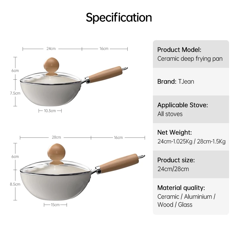 【Malaysia Spot Sale】24cm Nonstick Ceramic Wok Deep Frying Pan with Stay ...