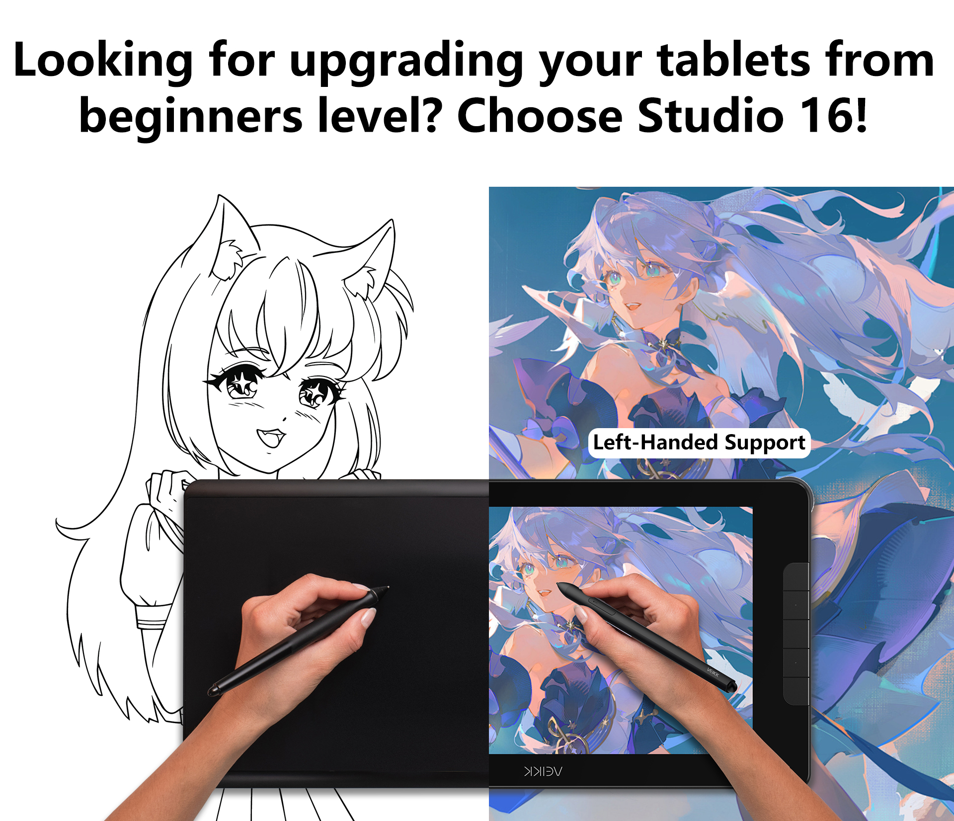 VEIKK Studio 16 Drawing Monitor 15.6 Inch Drawing Tablet with Screen ...
