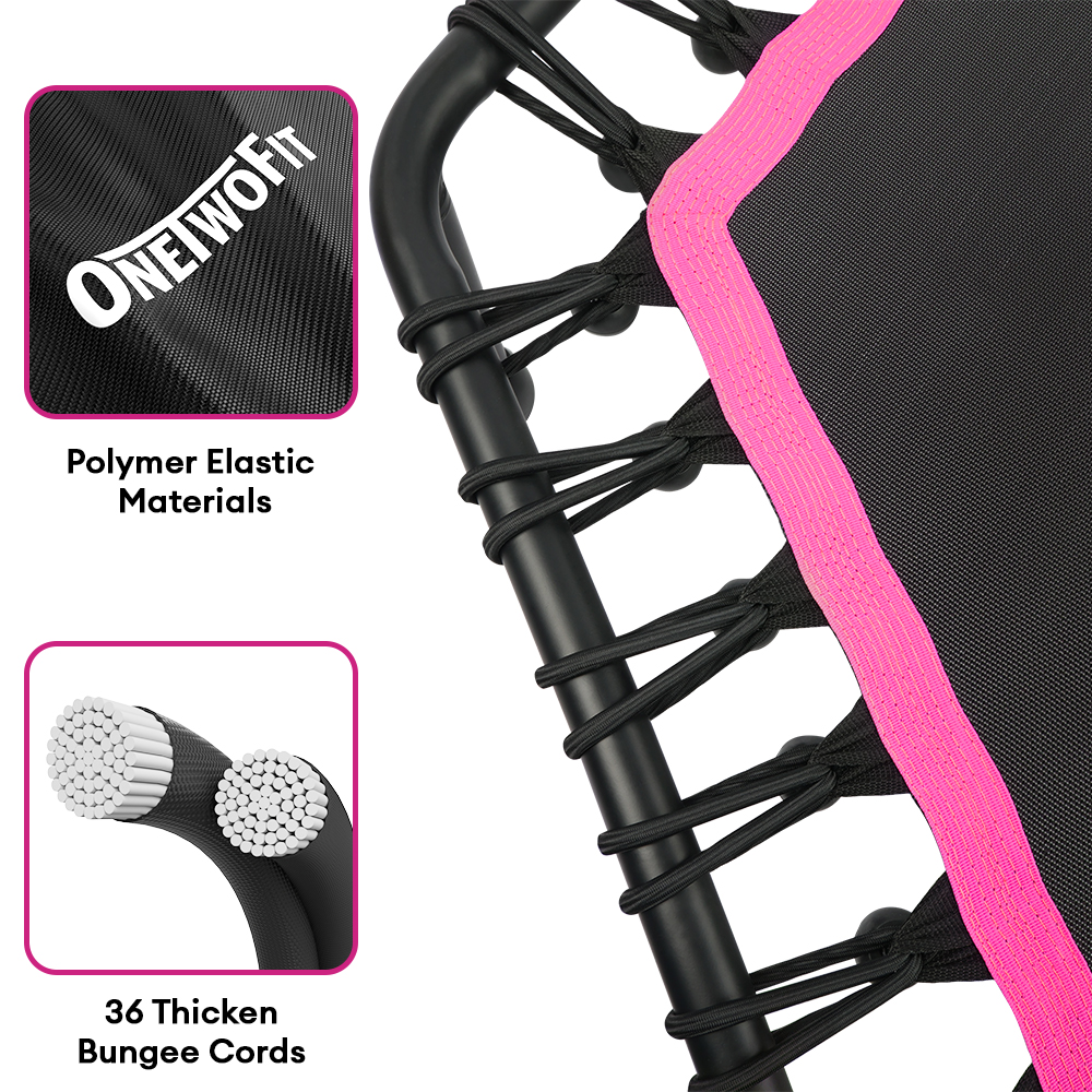 OneTwoFit 50 inch Foldable Trampoline Silent Wear Resistant Indoor Outdoor Exercise Fitness ...