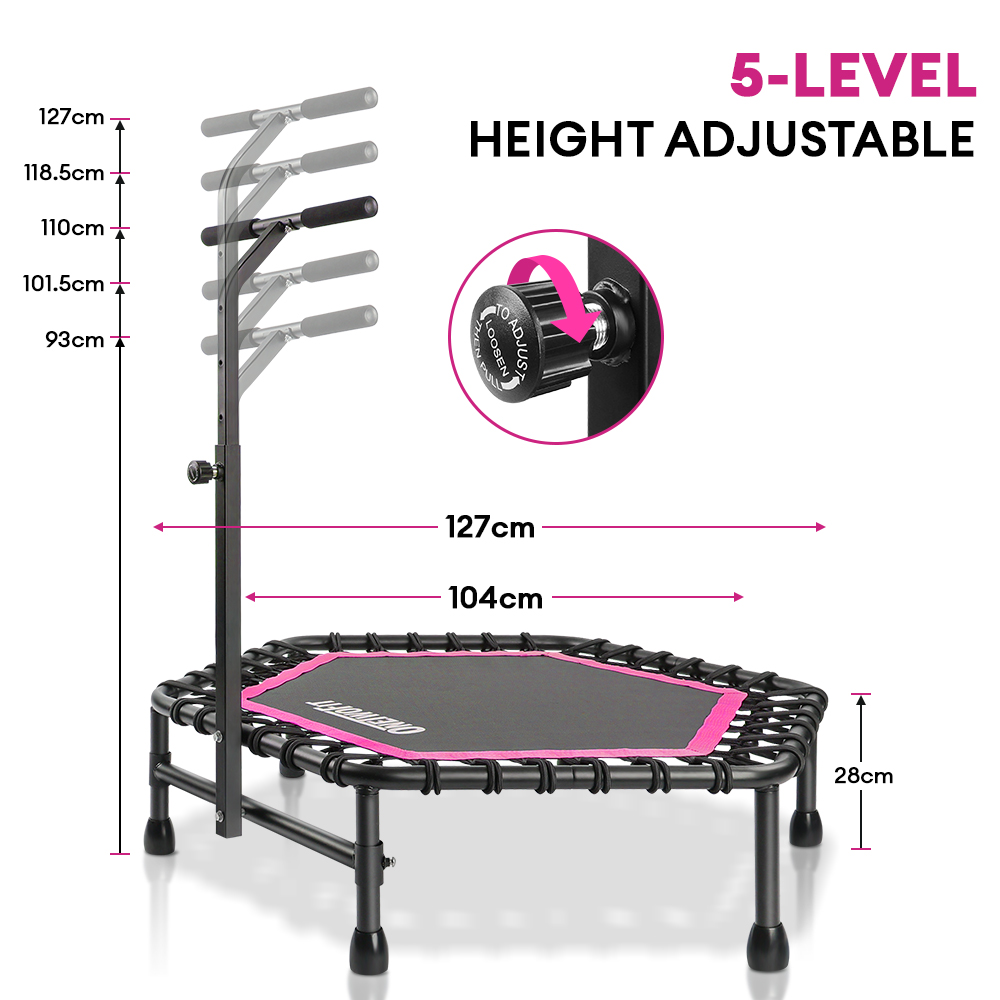 OneTwoFit 50 inch Foldable Trampoline Silent Wear Resistant Indoor Outdoor Exercise Fitness ...