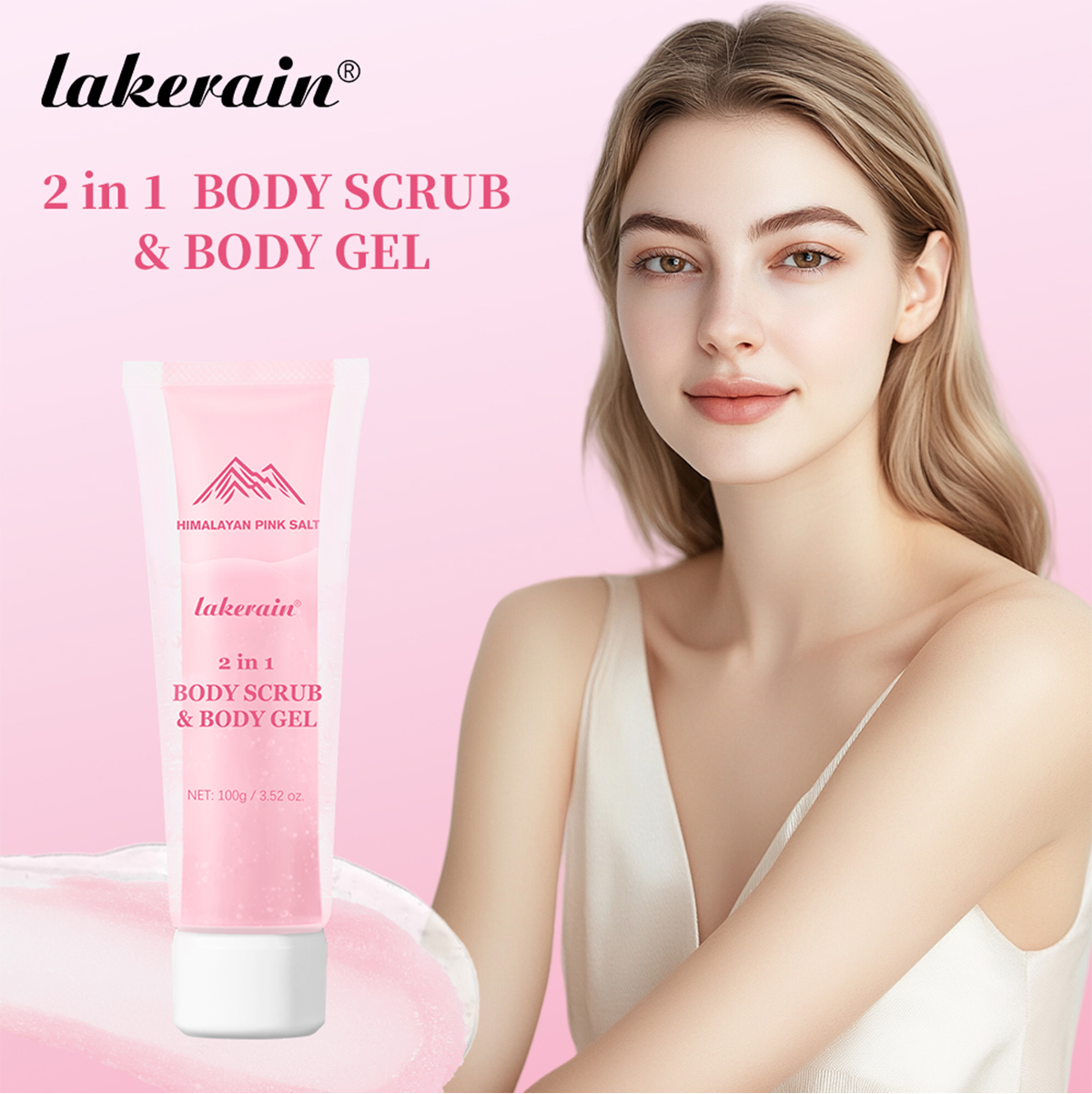 Lakerain 2 In 1 Body Scrub & Body Gel Moisturizing Brighten Body Gel Deep Cleansing Frosted Salt ...