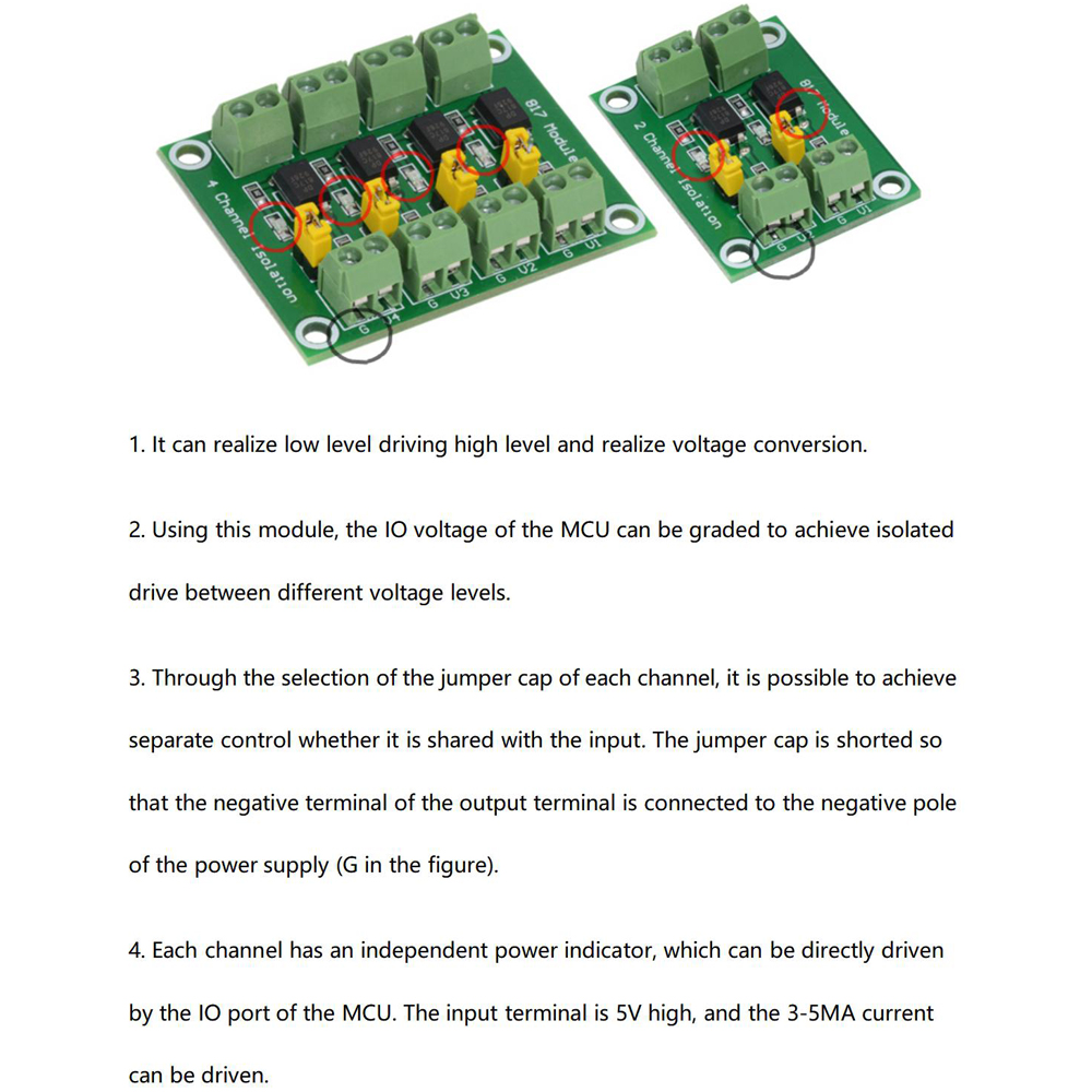 PC817 2/4 Channel Optocoupler Isolation Board Voltage Converter Adapter ...