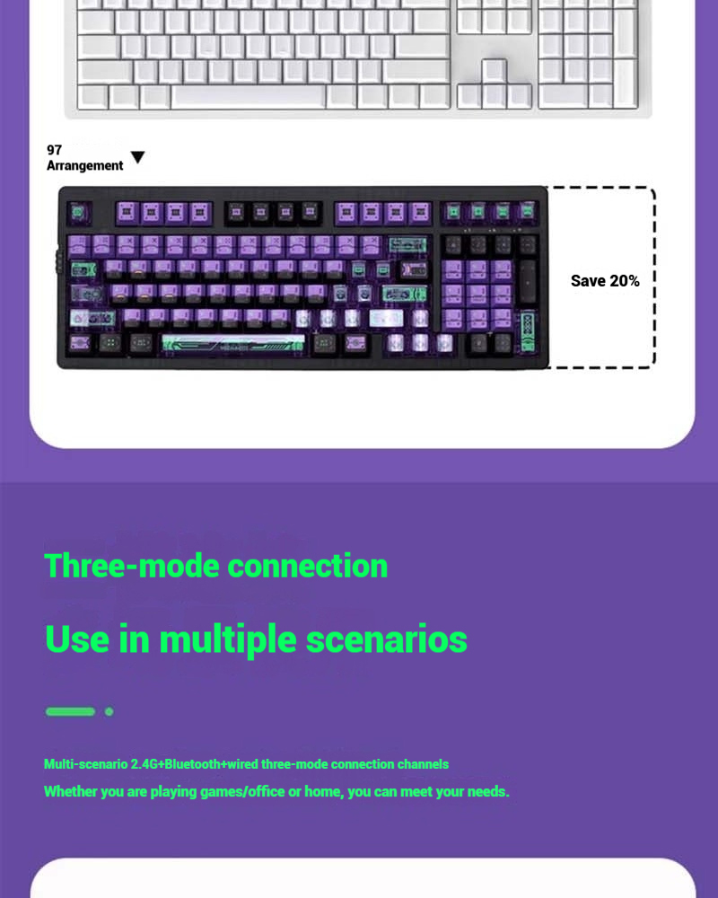 Zornher ZH980 EV001 Wireless three-mode connection full key no impact ...