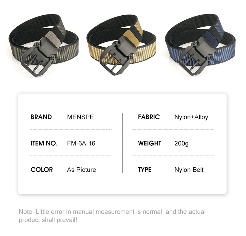 MENSPE Men Belt Outdoor Tactical Belt Double-Sided Use Adjustable Belt ...