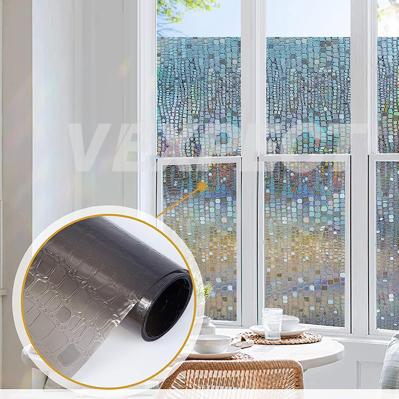 Window Privacy Film Sticker Rainbow Static Cling Stained Glass Window ...