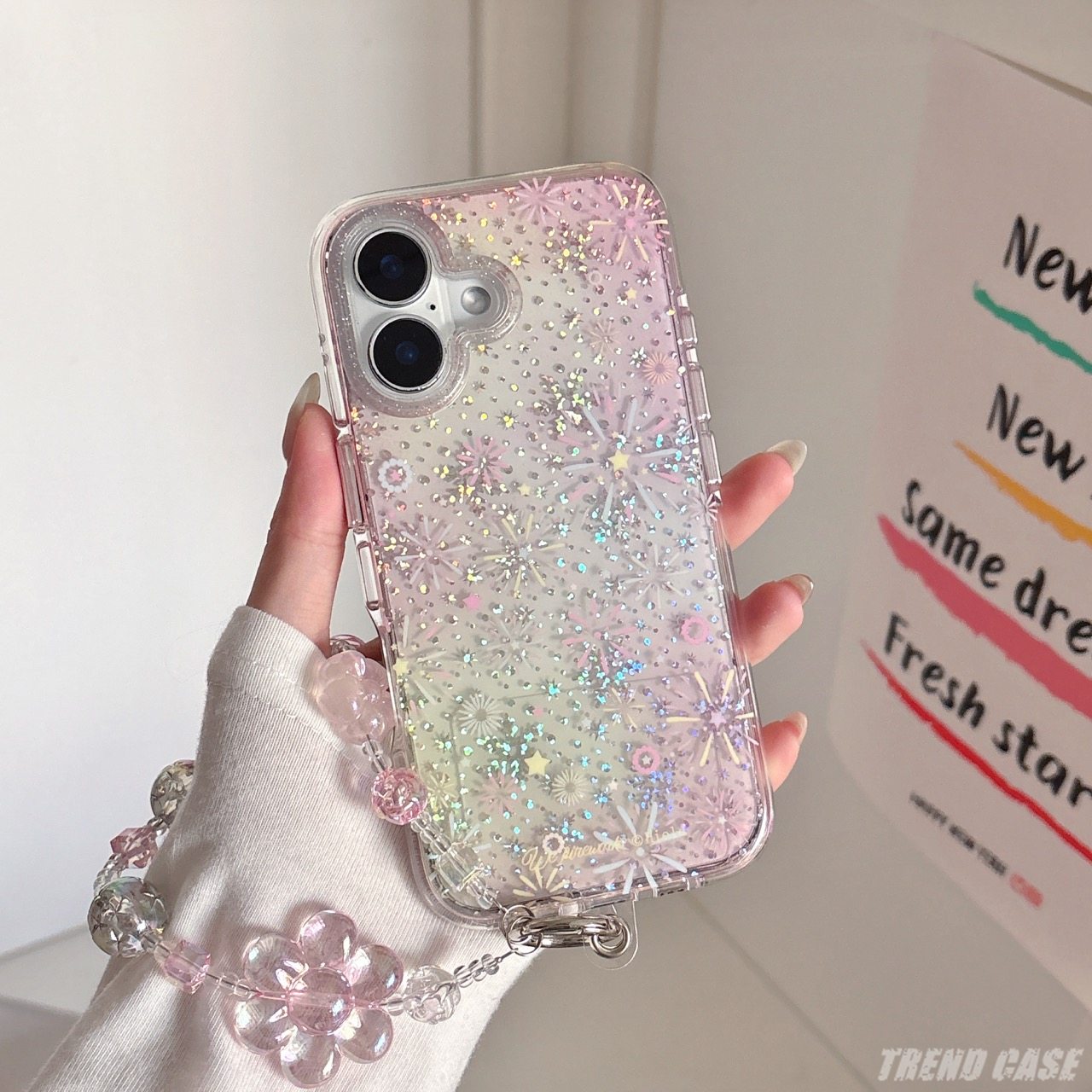 Luxury laser colored fireworks snowflakes Phone Case for iPhone 12 13 ...