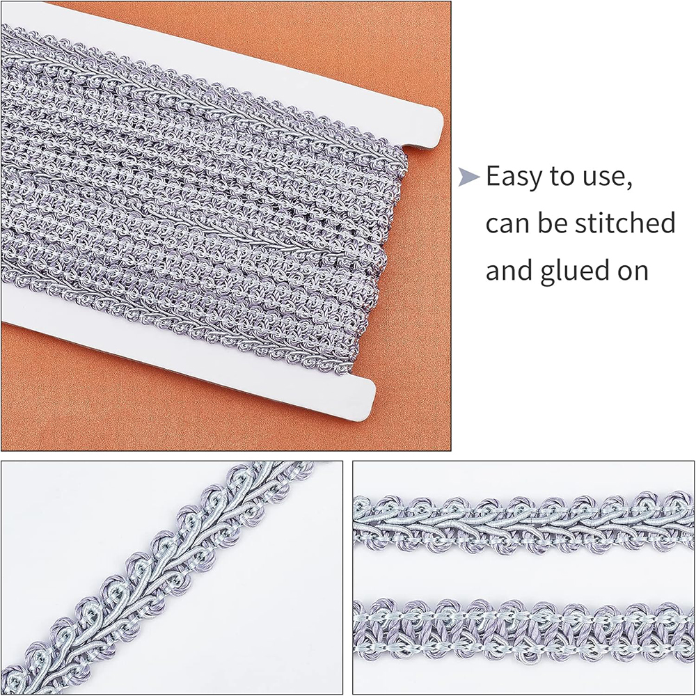 5 Yards Gold and Silver Centipede Lace Herringbone Ribbon Silk Woven ...