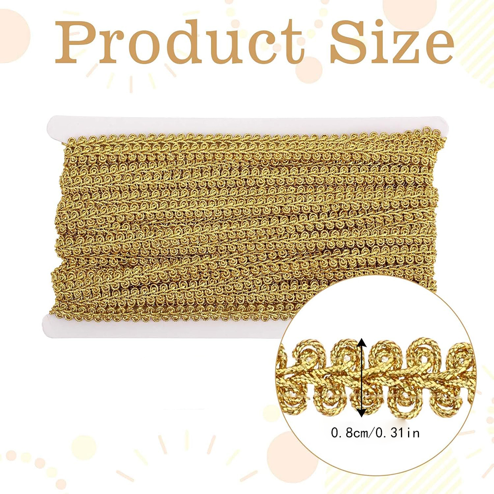 5 Yards Gold and Silver Centipede Lace Herringbone Ribbon Silk Woven ...