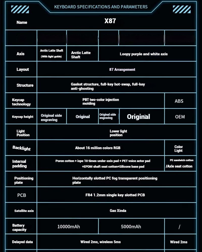 EWEADN X87 Wireless customized Mechanical keyboard Bluetooth three-mode Gasket structure 5 ...