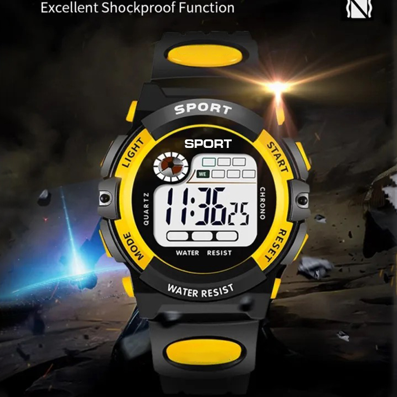 Unisex Kids Sports Watch - Waterproof LED Digital Watch With Stopwatch ...