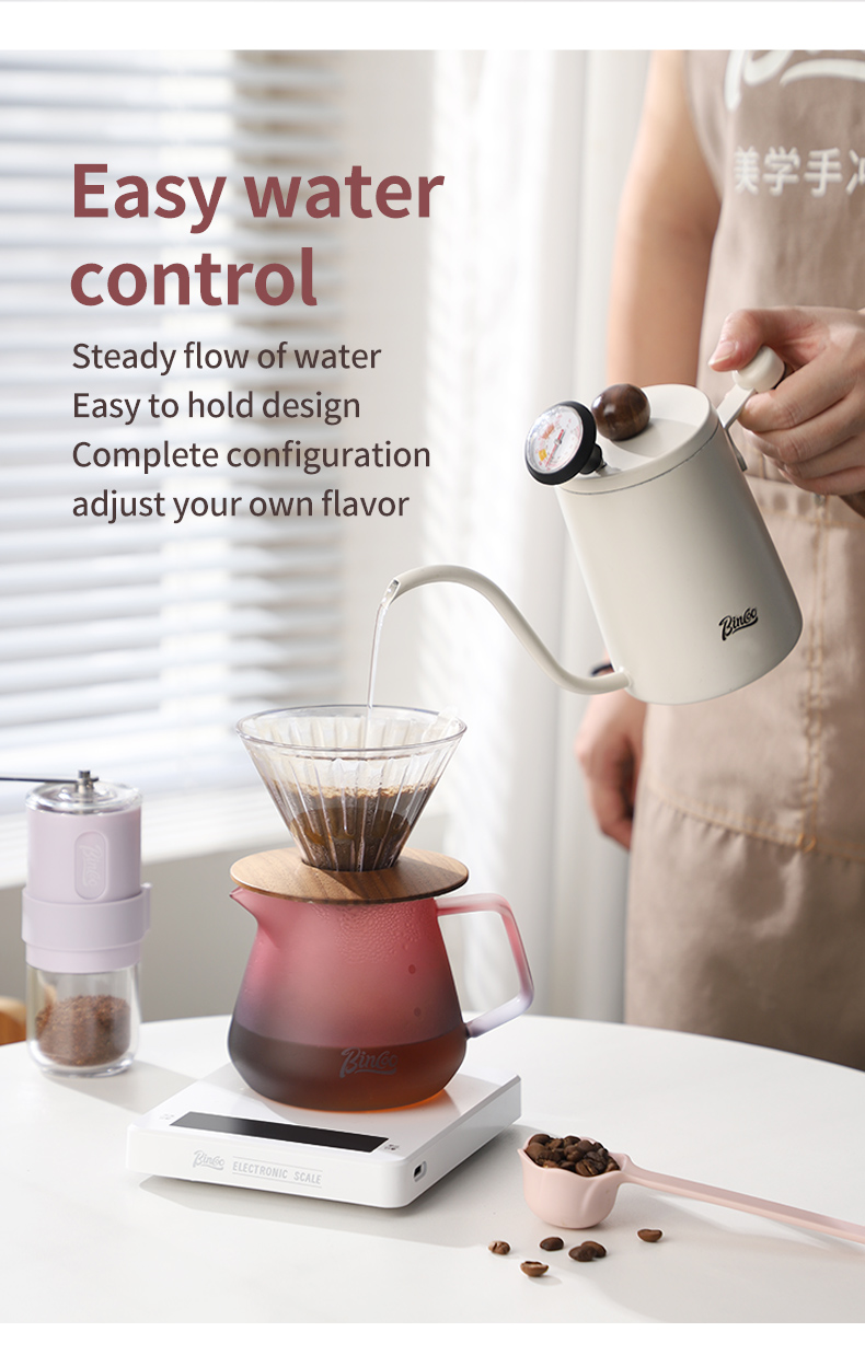 BINCOO Hand Brew Coffee Pot Set Hand Grinder Coffee Maker Complete Set ...