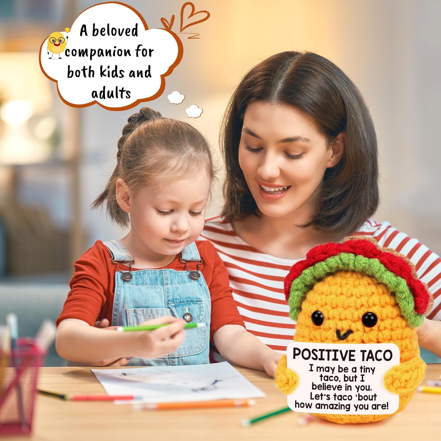 Knitted dolls with emotional support cards, hand woven plush dolls ...