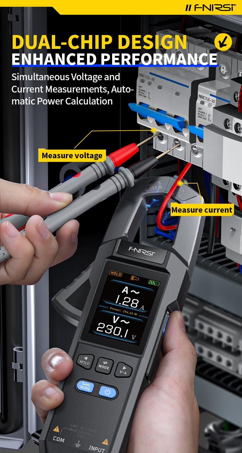 FNIRSI DMC-100 DC AC Current Clamp Meter 10000 Counts Digital ...