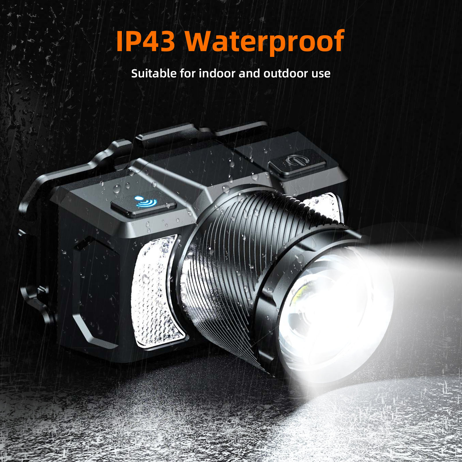 SUPERFIRE HL25 15W Headlamp LED Rechargeable Induction Switch Headlamp Telescopic Zoom System ...