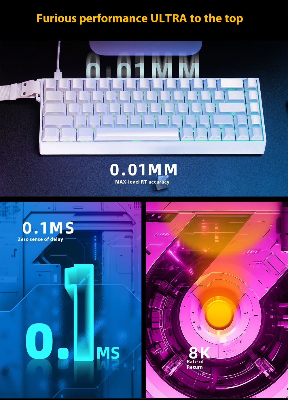 IYX MU68 Ultra Wired Magnetic Mechanical Keyboard Aluminum 65% Hot ...