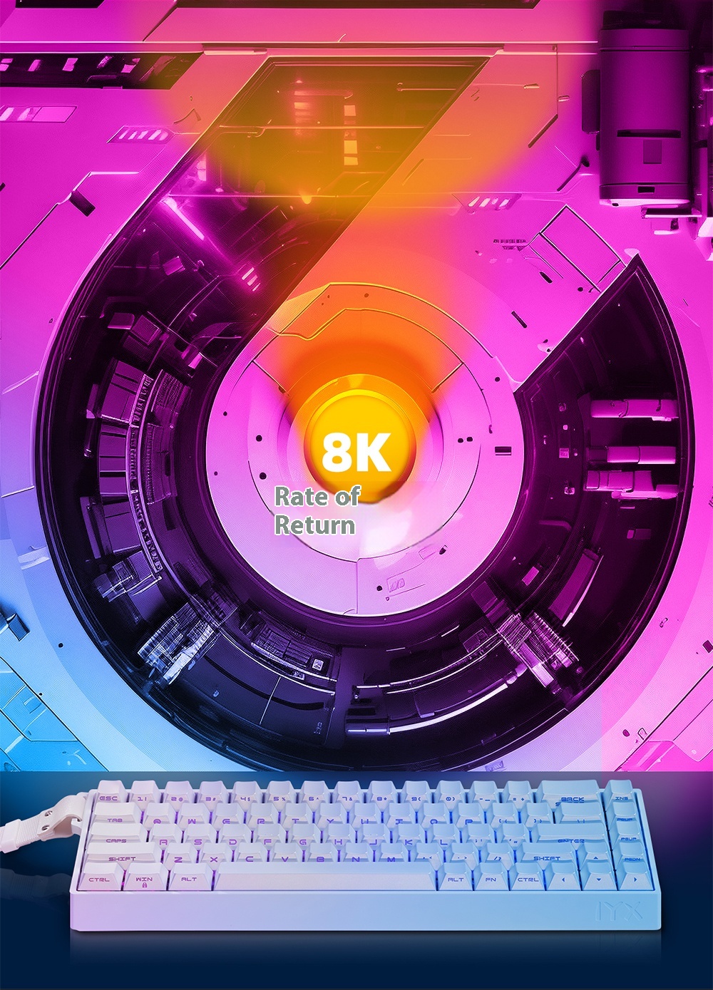 IYX MU68 Ultra Wired Magnetic Mechanical Keyboard Aluminum 65% Hot ...