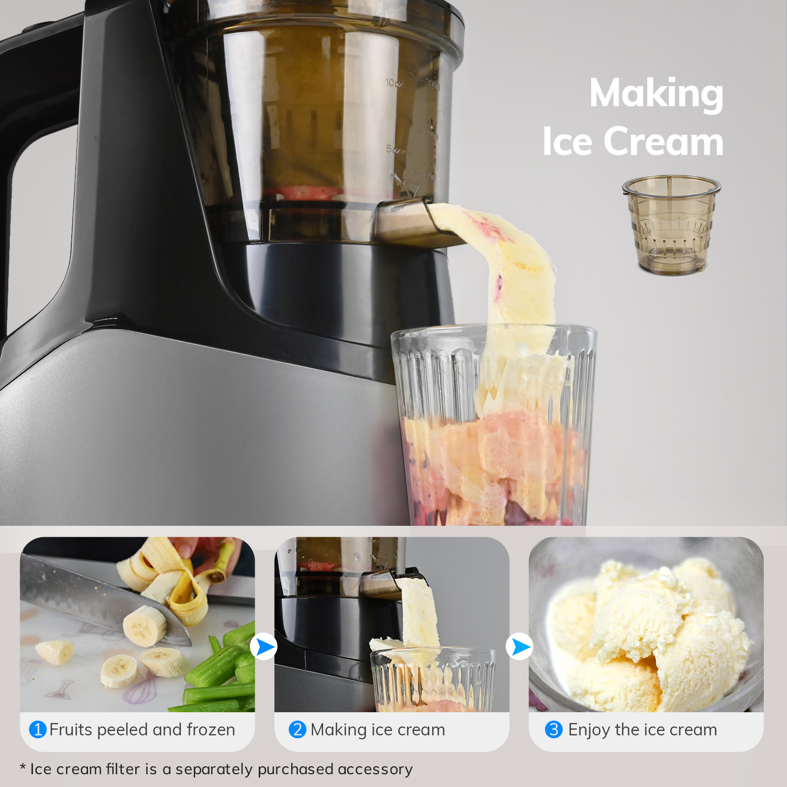 MIUI Slow Juicer Screw Cold Press Extractor FilterFree Easy Wash ...