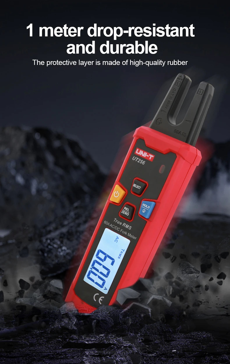 UNI-T 60A AC DC Current Fork Meter UT256 True RMS Amperometric Clamp ...