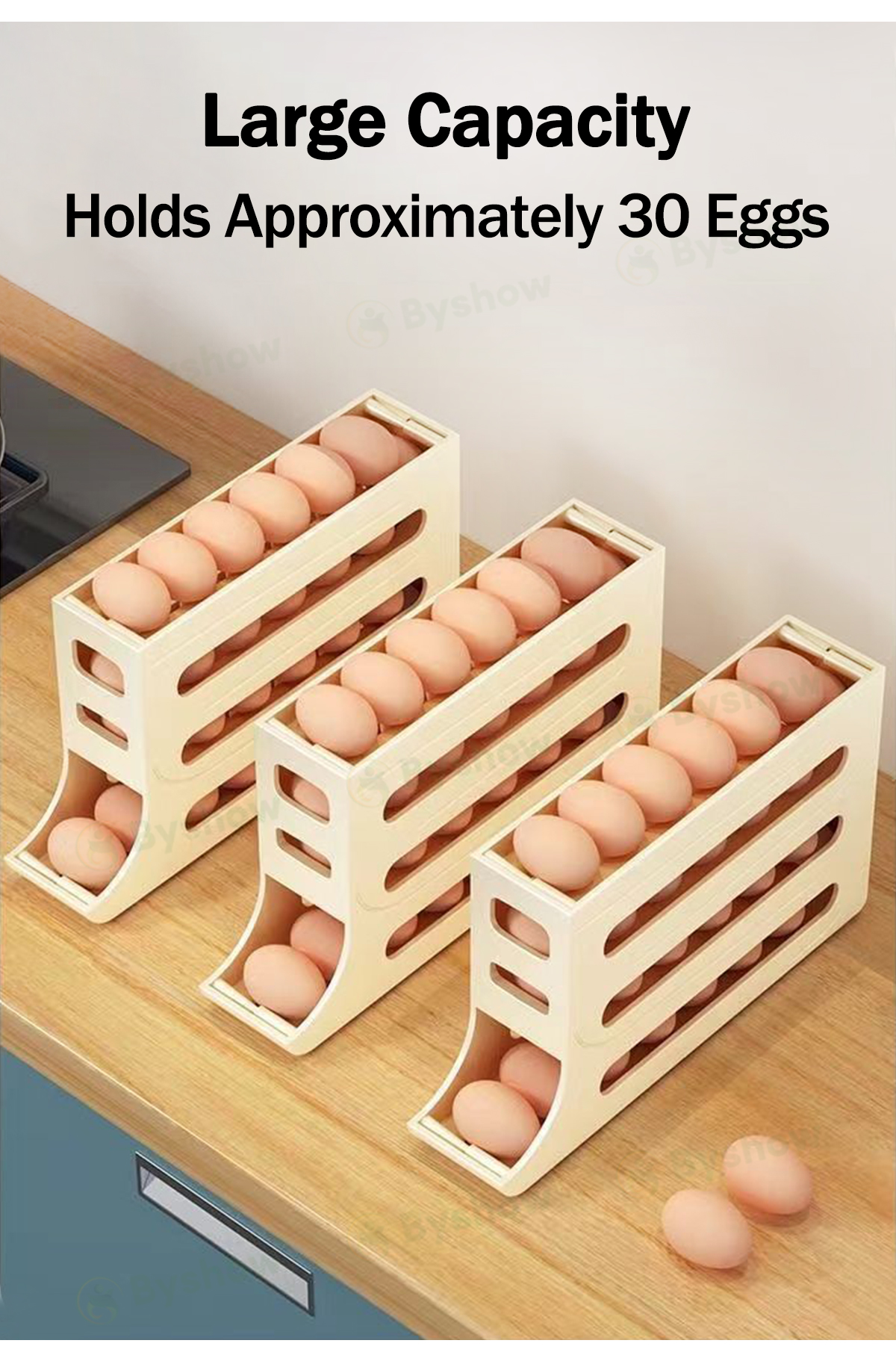 【Byshow】Automatic Scrolling Egg Holder Rack Container Plastic Roll Off ...