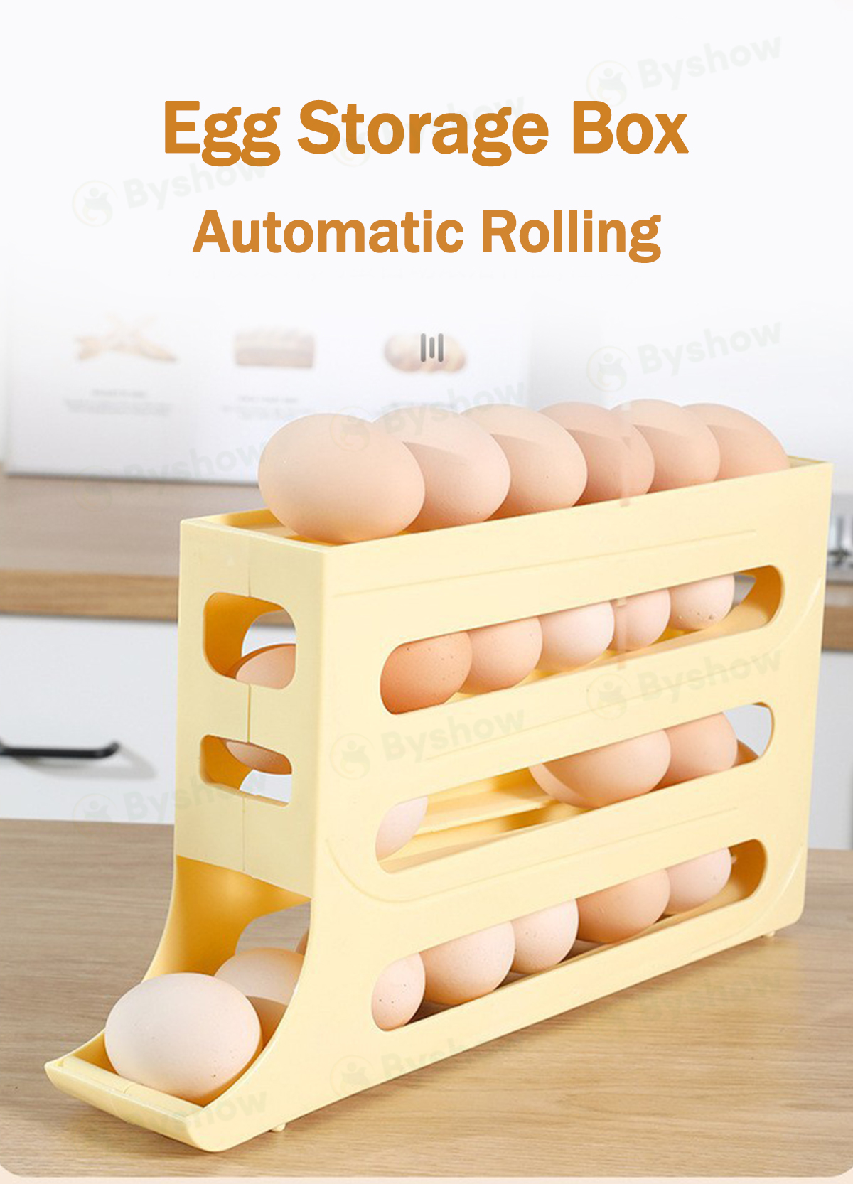 【Byshow】Automatic Scrolling Egg Holder Rack Container Plastic Roll Off ...