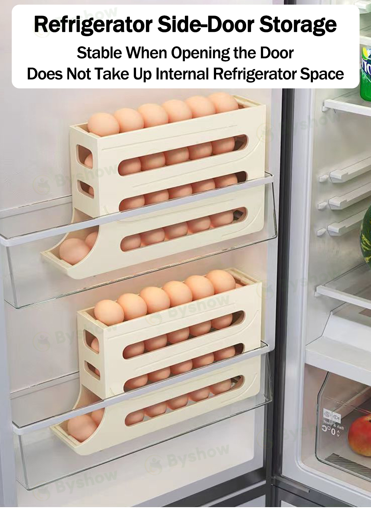 【Byshow】Automatic Scrolling Egg Holder Rack Container Plastic Roll Off ...