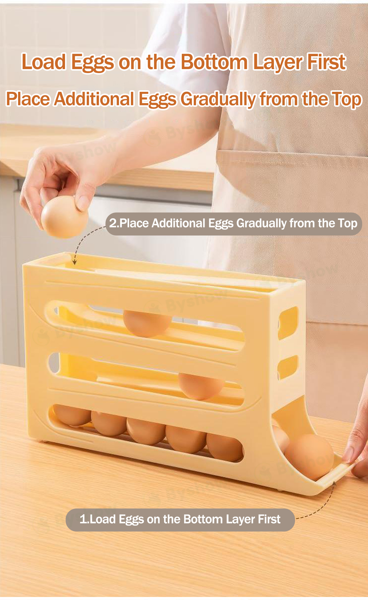 【Byshow】Automatic Scrolling Egg Holder Rack Container Plastic Roll Off ...