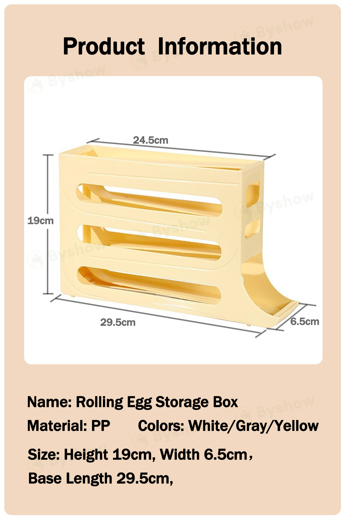 【Byshow】Automatic Scrolling Egg Holder Rack Container Plastic Roll Off ...