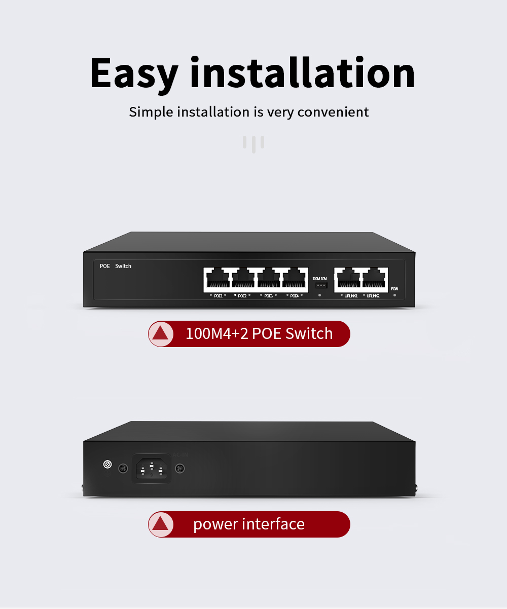 6 /8 /10ports 10/100M 4/6/8 +2 POE Switch ports poe 802.3at/af 48v (65w-72w) with 2 port uplink ...