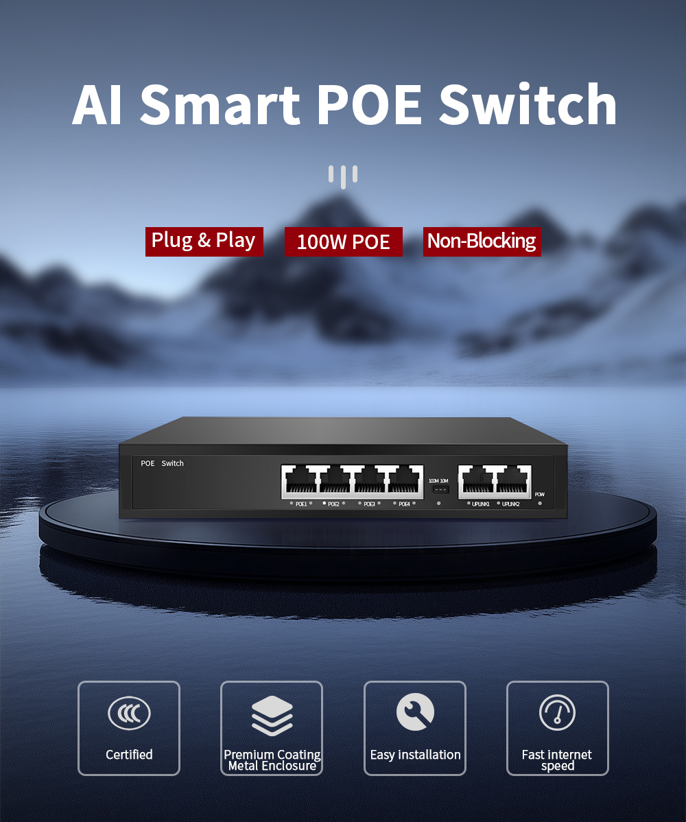 6 /8 /10ports 10/100M 4/6/8 +2 POE Switch ports poe 802.3at/af 48v (65w-72w) with 2 port uplink ...