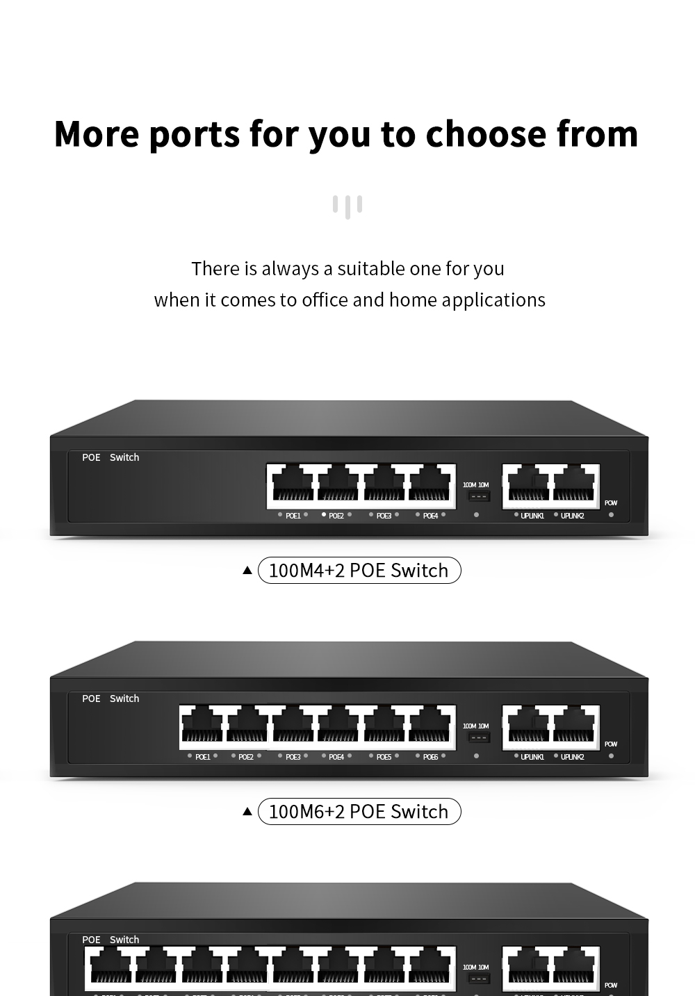 6 /8 /10ports 10/100M 4/6/8 +2 POE Switch ports poe 802.3at/af 48v (65w-72w) with 2 port uplink ...
