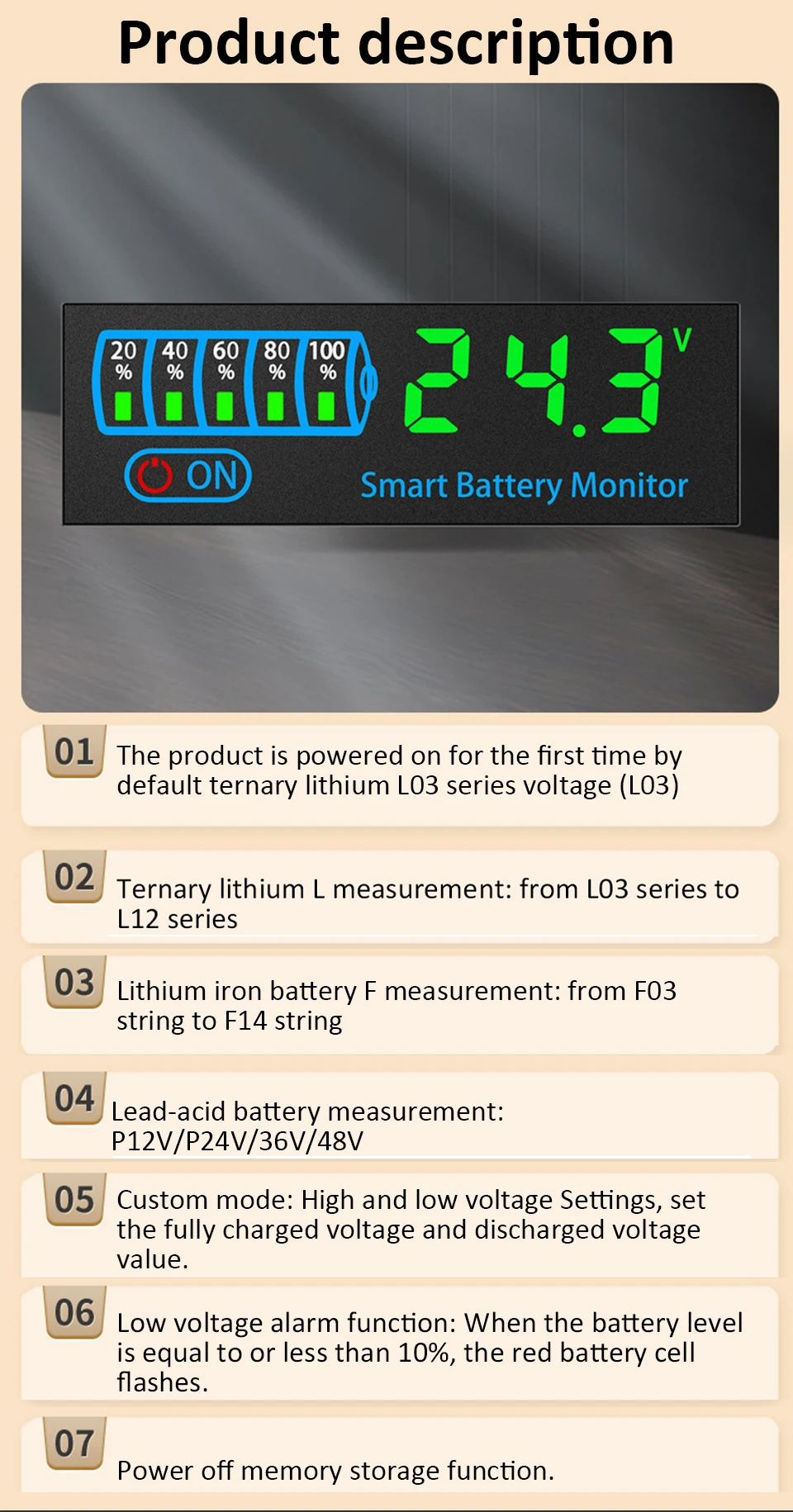 Battery Level Indicator Li-ion Lipo Lithium DC7-55V Lead Acid Battery ...