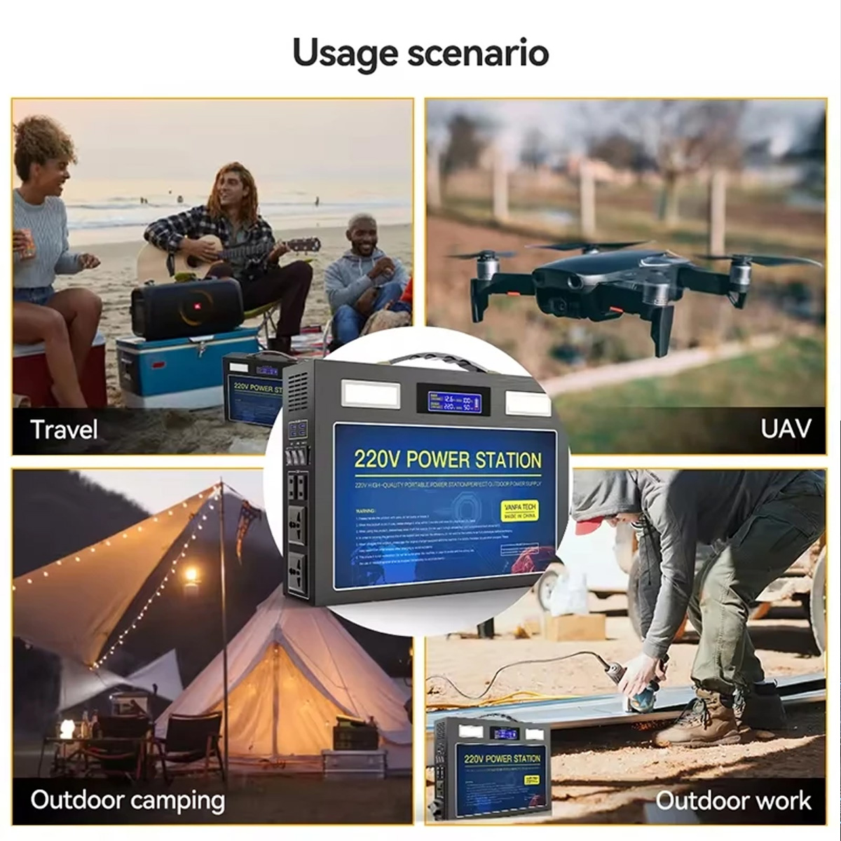 Outdoor Power supply Camping 1200W AC 220V Portable Power Station ...