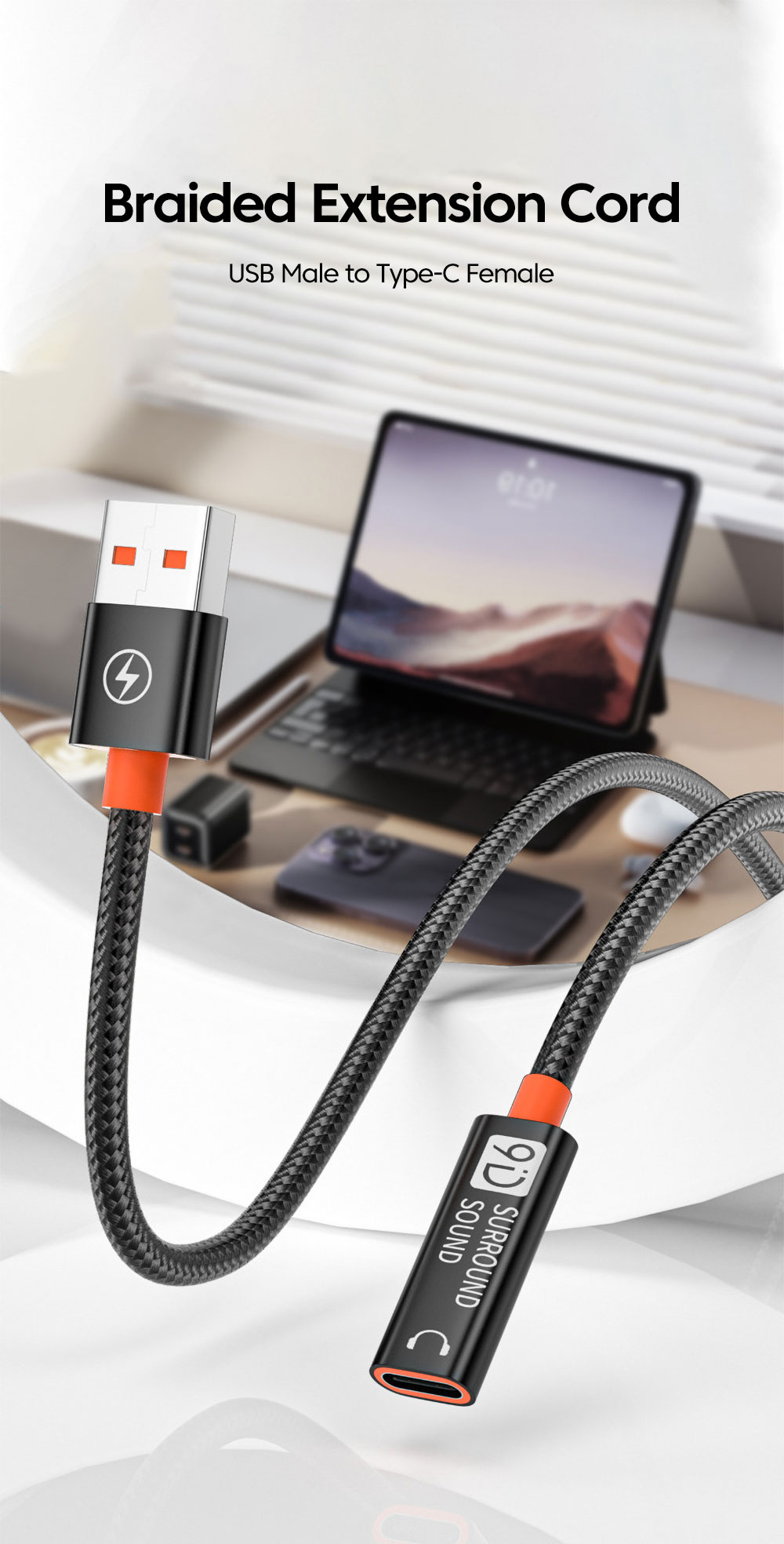 USB 2.0 To TYPE C Data Cable Adapter Extension Cable For Mobile Phone ...